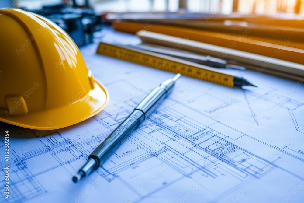 Blueprint photo effect with construction theme for architecture ...