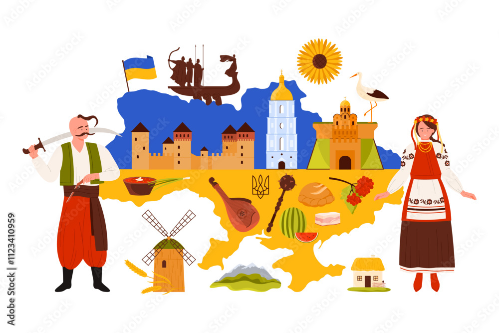 Vector de Stock Travel to Ukraine, infographic map presentation with ...
