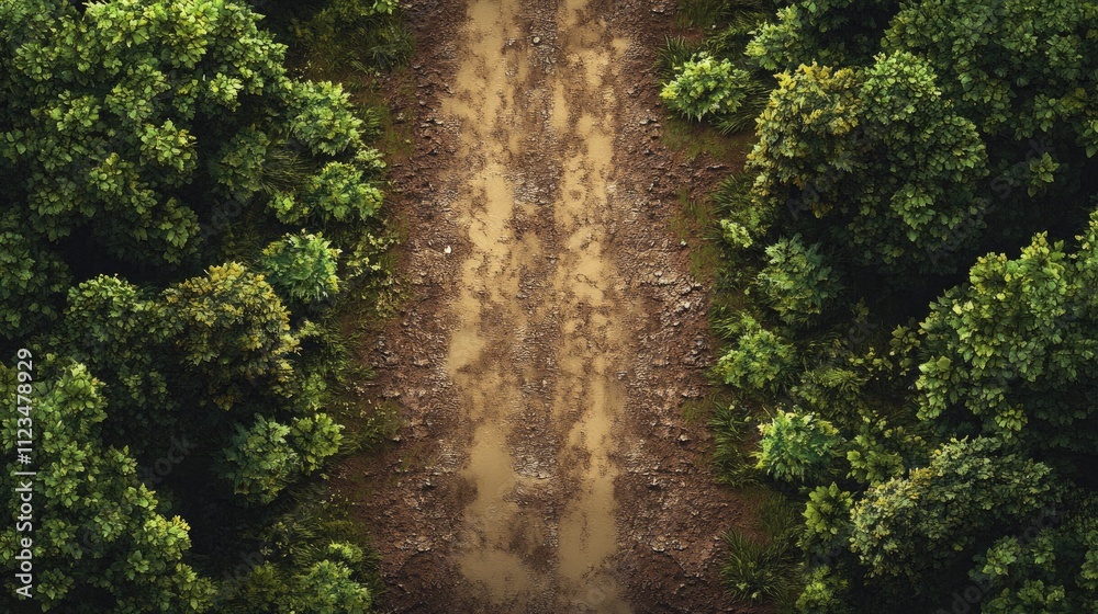 Ultra realistic digital artwork of a top down RPG map of a Road in a ...