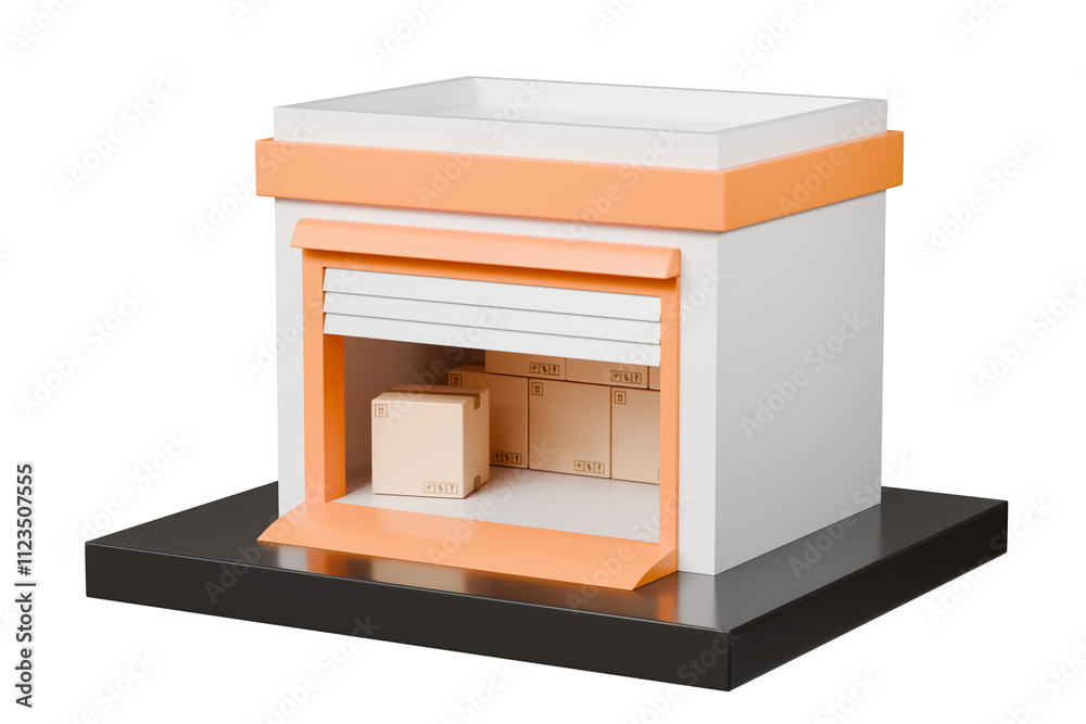 3d Warehouse package cargo building with stock parcel storage shipment ...