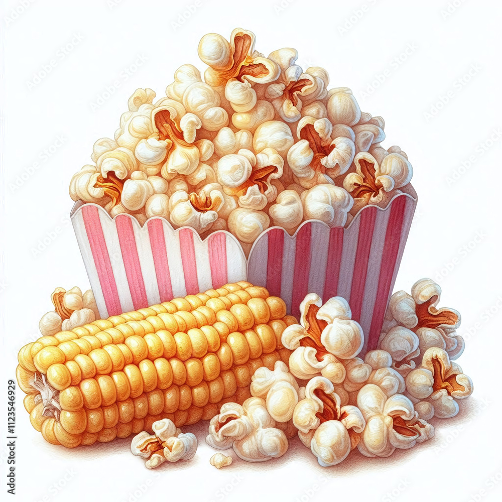 Popcorn watercolor clipart illustration with isolated background ...