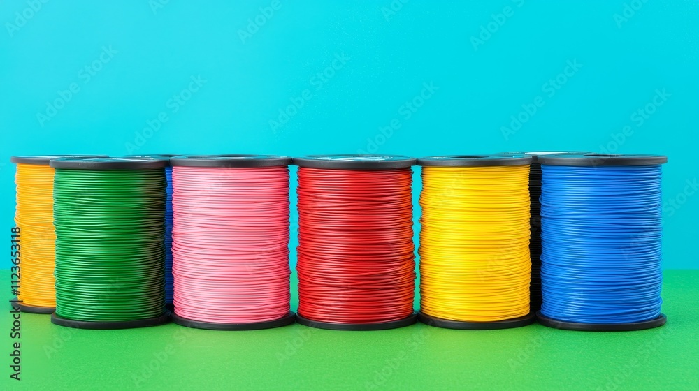 Scenery with wind turbines and solar panels, illustrating the blend of ...