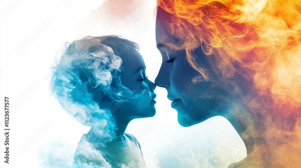 Emotional connection between a mother and child illustrated through ...