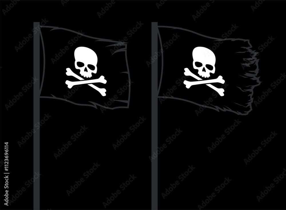Pirate flag. Jolly Roger, a black pirate flag with Adam's head (human ...