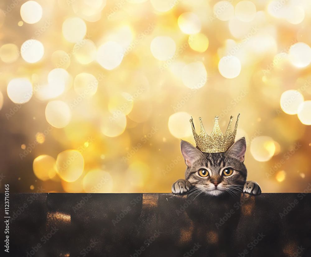 Gato con corona de Rey mago Stock Photo | Adobe Stock