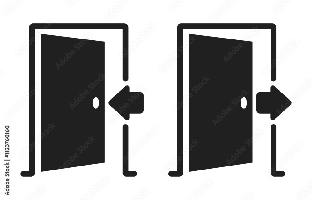 Exit symbol. Login or logout icon symbol. Open and close door symbol ...