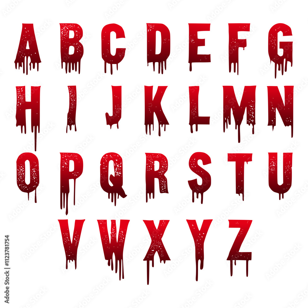 Blood halloween alphabet letters set, bloody drip letters, creepy horror alphabet, blood font ...