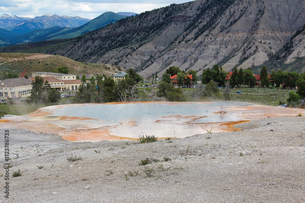 New Blue Springs on Lower Terrace Mammoth Hot Springs in Yellowstone ...