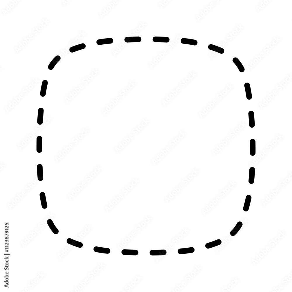 Dashed squircle or square with rounded borders. Simple dotted geometric ...