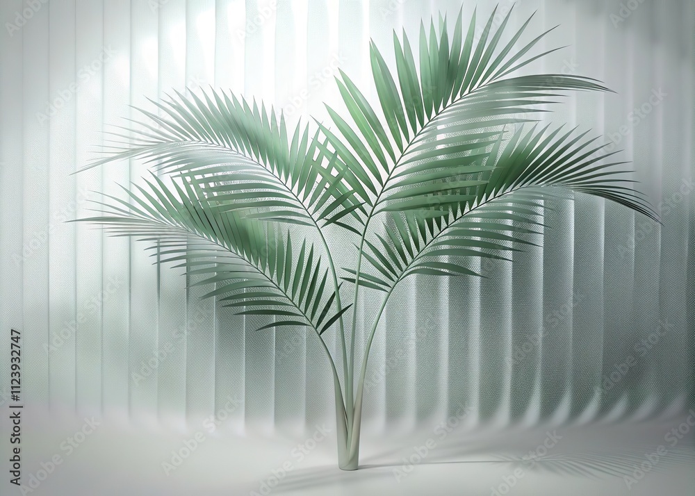 Green palm with reeded glass. Ribbed Background. White Reeded Glass ...