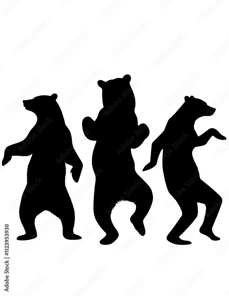 Vektor Silhouette of a dancing bear, Dancing Bear SVG Bundle, Funny ...