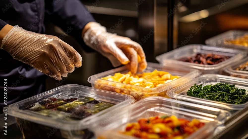 Efficiency in the kitchen: chefs packing food for delivery services ...