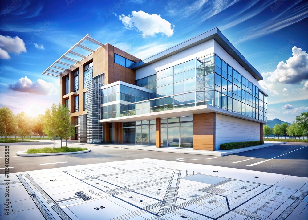 Commercial Building Architectural Plan Design, Structure Blueprint ...