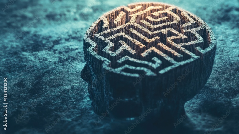 Artistic representation of Alzheimer's disease with glowing maze inside ...