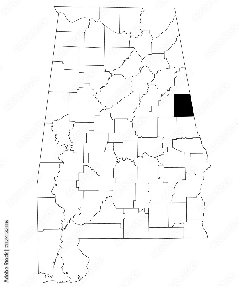 Map of Randolph County in Alabama state on white backround. single ...