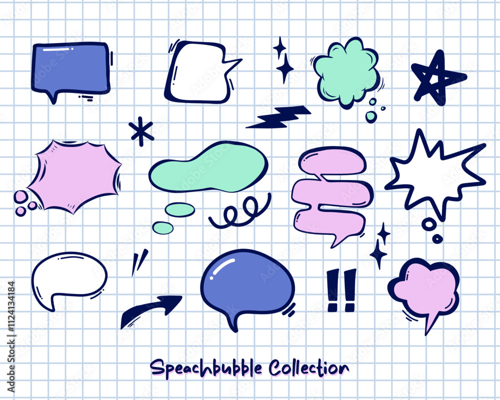 Speech bubble collection set comic cute cartoon element vector clip art ...