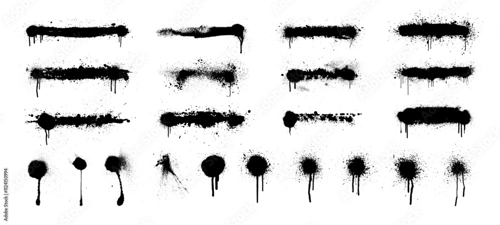 Dirty spray graffiti lines with splashes and dripping paint. Spray ...