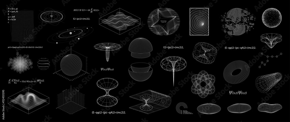 Stock-Vektorgrafik „Scientific geometric and physical drawings with ...