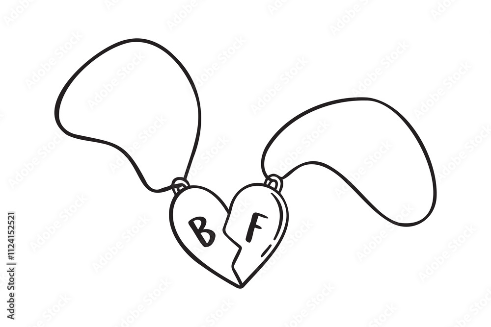 pendant symbol of friendship doodle hand drawn icon. Outline drawing ...