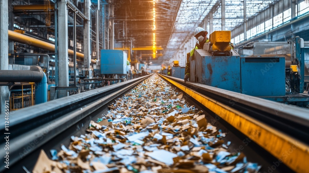 Recycling process in industrial facility urban setting photography ...