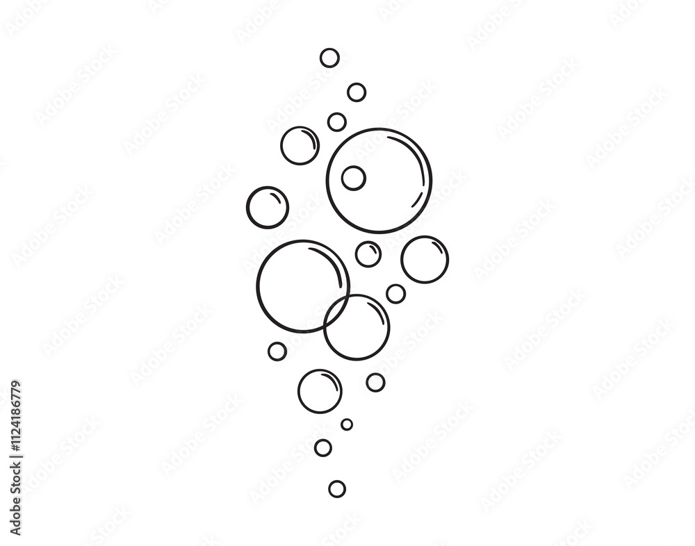 bubbles of fizzy drink or bubbles in the water from fish doodle hand ...
