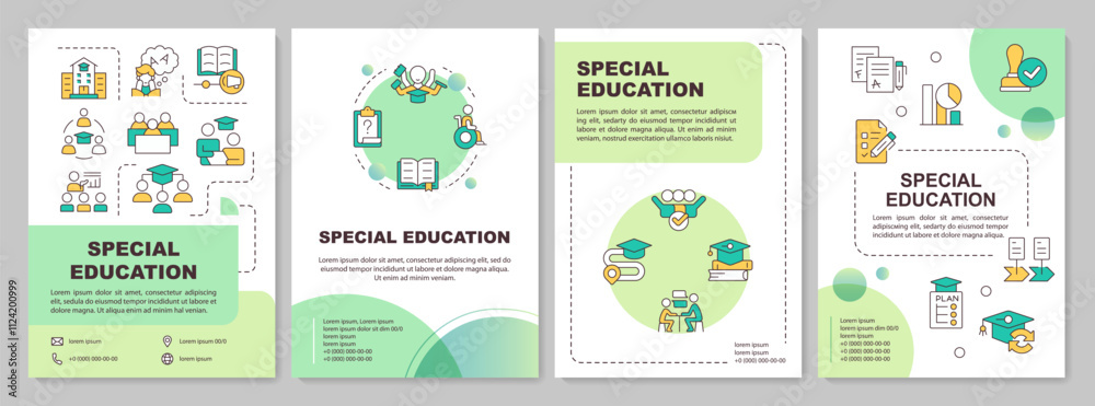 Special education green brochure template. Inclusive school. Leaflet ...