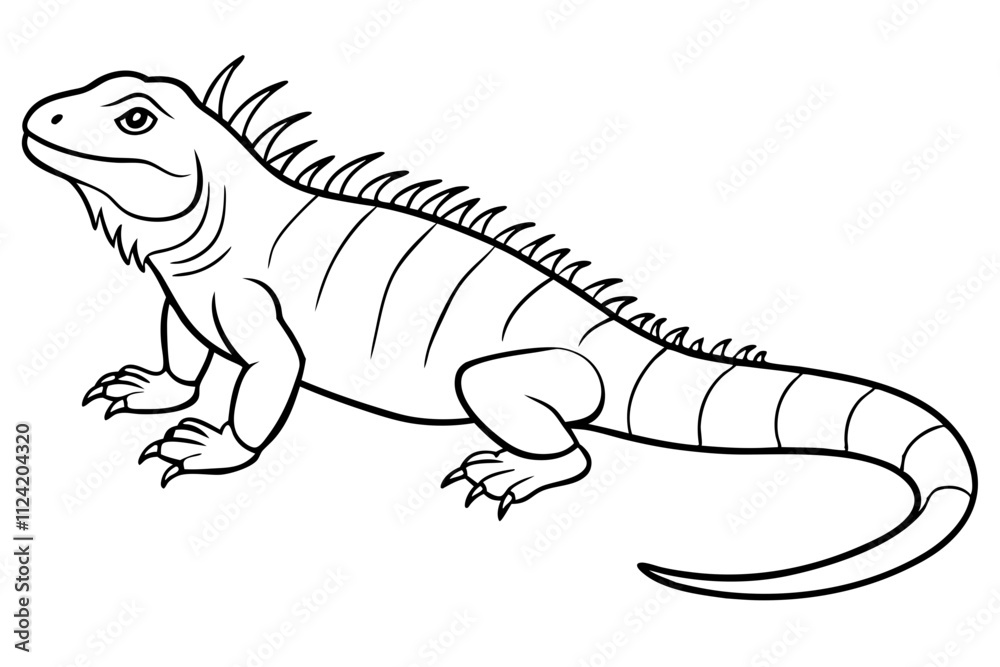 Line art of an iguana. Vector illustration Stock Vector | Adobe Stock