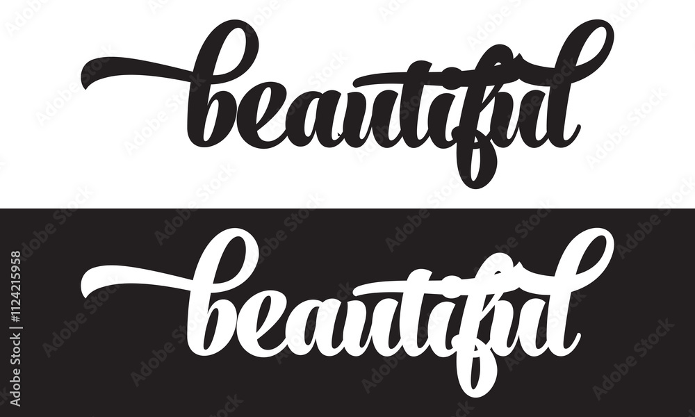 Continuous drawing of the word Beautiful in one line. Vector ...