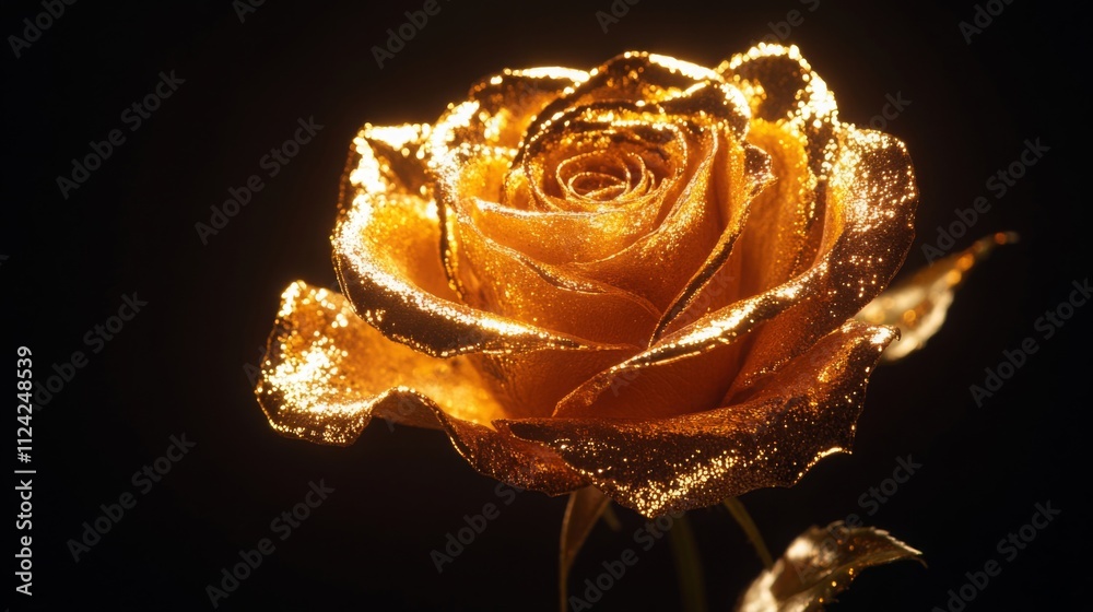 Chrome liquid metal rose flower. 3D render, modern design. Isolated ...