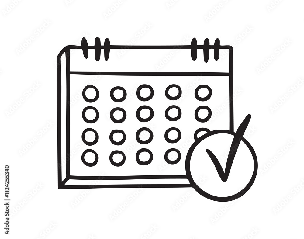 Reminder and calendar doodle hand drawn icon. Outline drawing Reminder ...