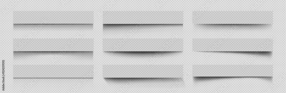 Rectangular soft shadows effect on transparent background. Black simple ...