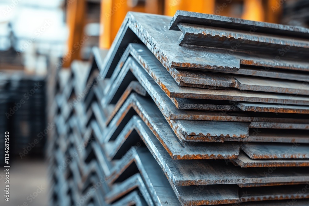 Steel angle iron profiles available in bundles at the metal warehouse ...