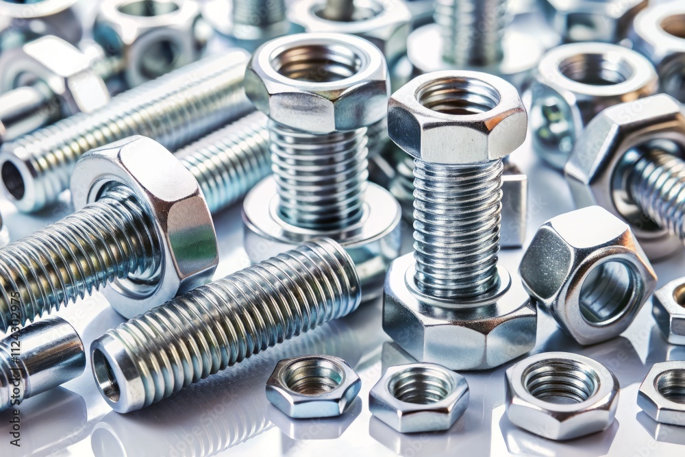 Close-up Macro Photography of Bolts and Nuts, Hardware, Industrial ...