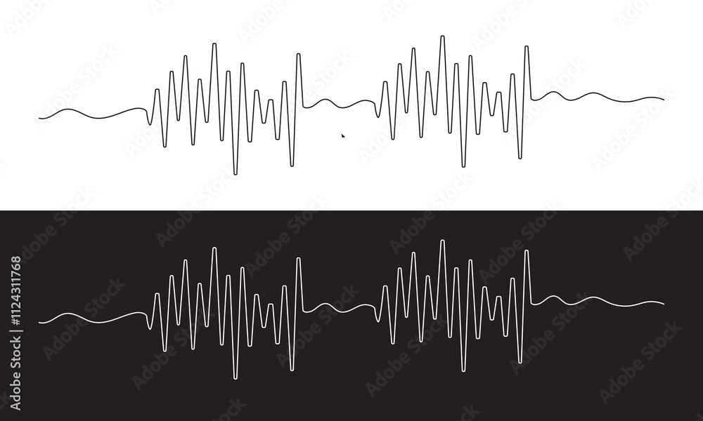 One line drawing of sound wave. Continuous linear sketch . Vector ...