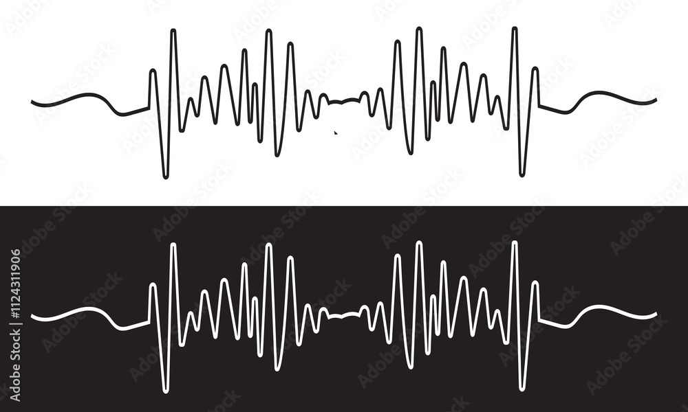 One line drawing of sound wave. Continuous linear sketch . Vector ...
