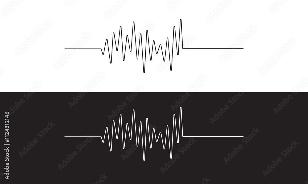 One line drawing of sound wave. Continuous linear sketch . Vector ...