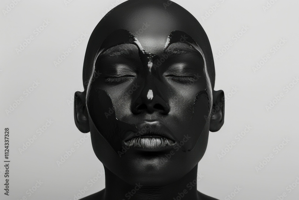 Black skin portrait, artistic expression, beauty concept, serene ...
