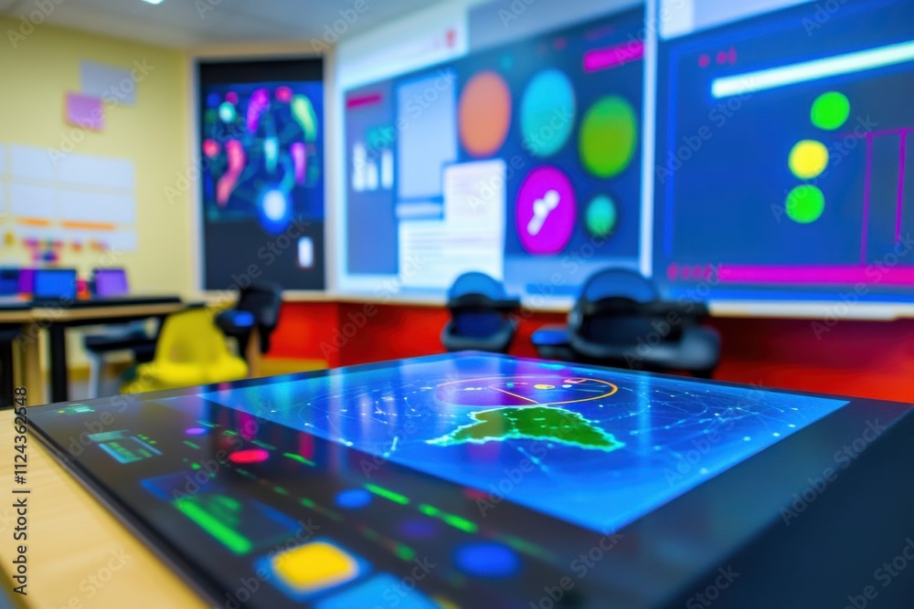 An interactive educational setup with a digital whiteboard and ...