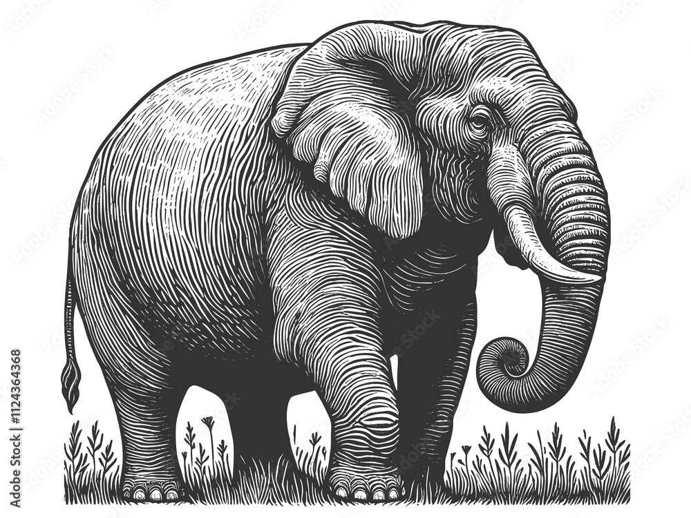 majestic elephant with detailed textures, capturing the grace and ...