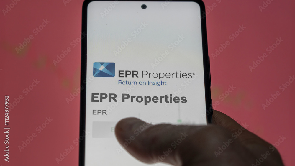 March 26th 2024, logo of EPR Properties on a white wall in a hall ...