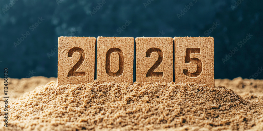 New Year 2025 with Wooden Blocks concept. Blocks displaying the year ...