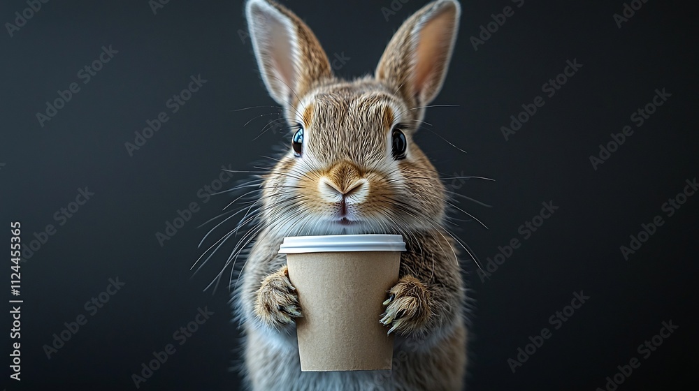 Confident Business Savvy Rabbit in Formal Suit Holding Coffee Cup Ready ...
