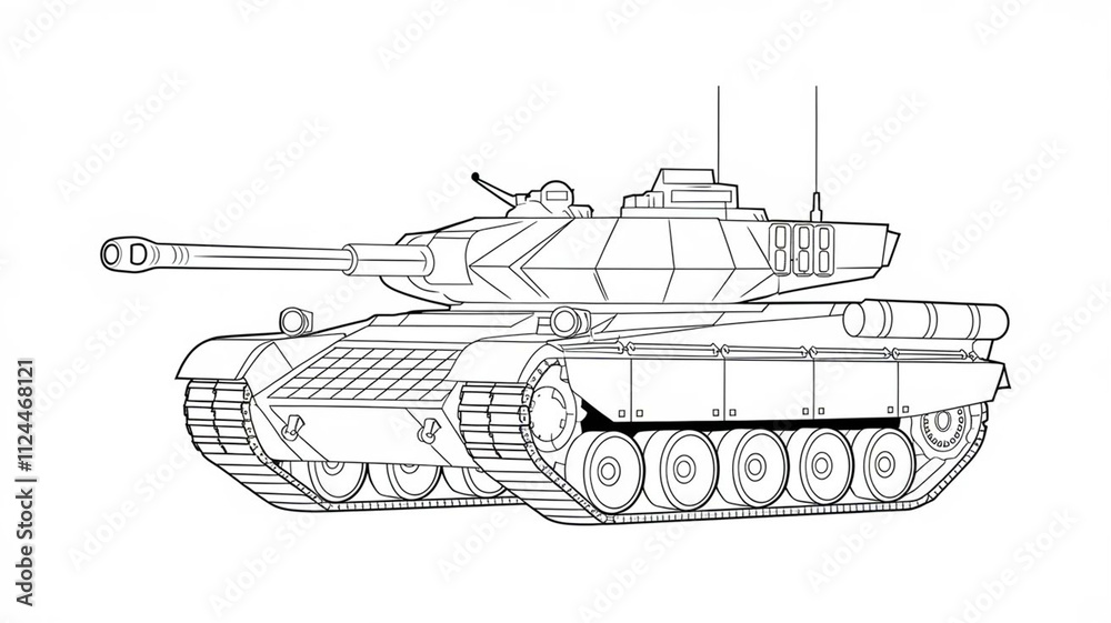 Main battle tank Coloring Page. Armored fighting vehicle. Special ...