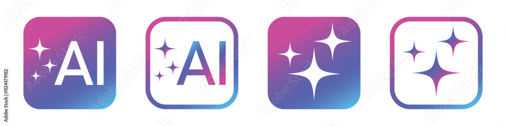 ai icon set. colorful artificial intelligence logo with star symbol for ...