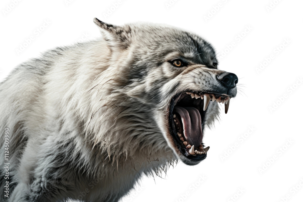Wolf Baring Ferocious Teeth. White or PNG Transparent Background. Stock ...