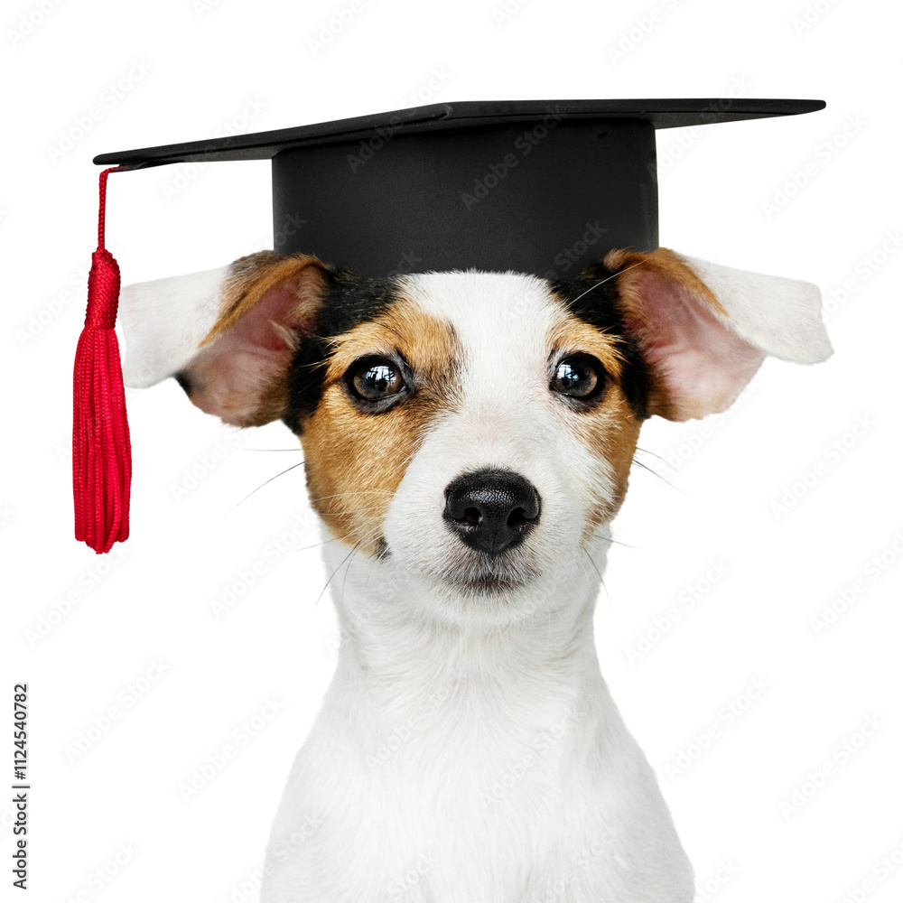 Graduation puppy png sticker, cute Jack Russell Terrier on transparent ...