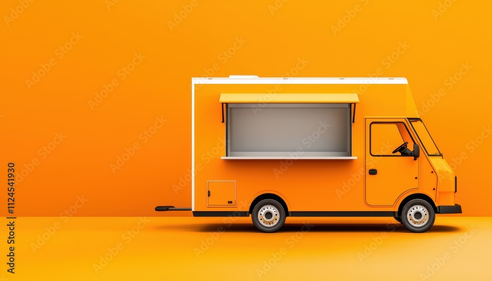 Light orange food truck with open window classic and simple design ...