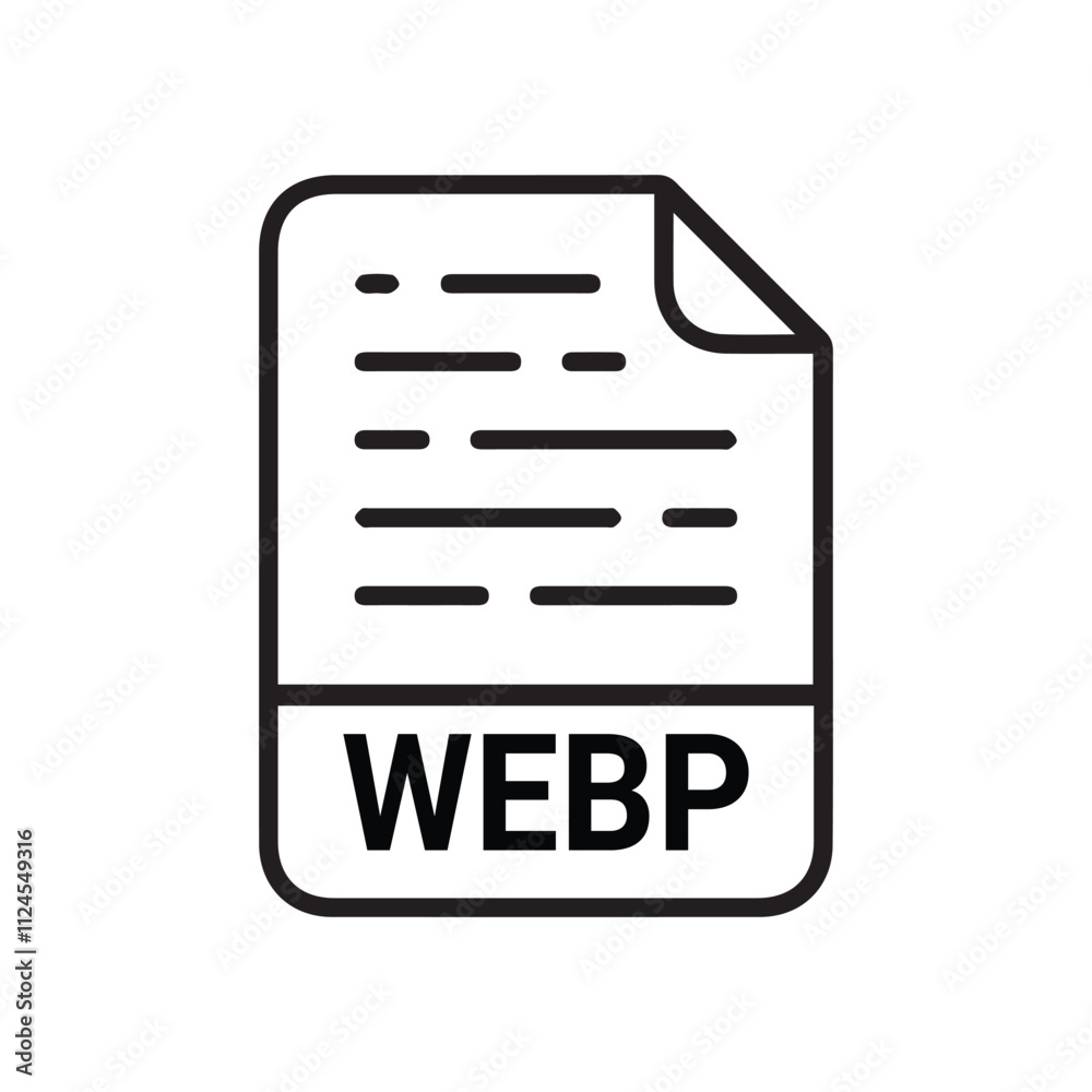 WEBP icon outline style design image file. image extension format file ...