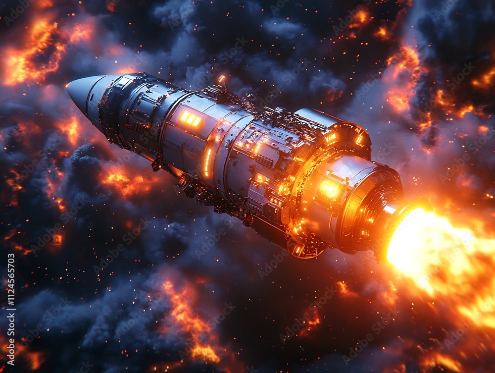 Futuristic Space Station Progress Bar Filling Fuel Tanks for Rocket ...