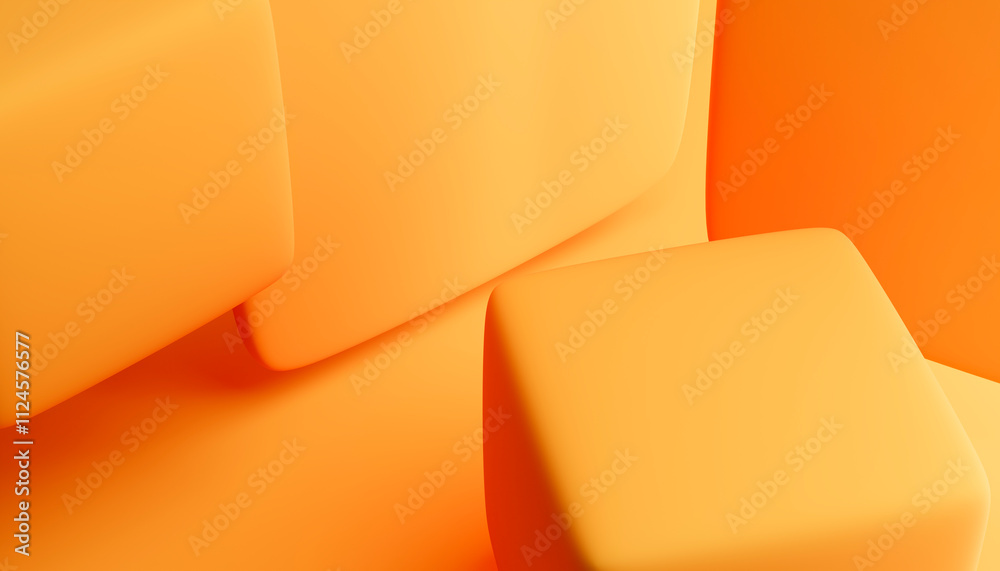 3D rendering of abstract geometric shapes in orange tones. Stock ...